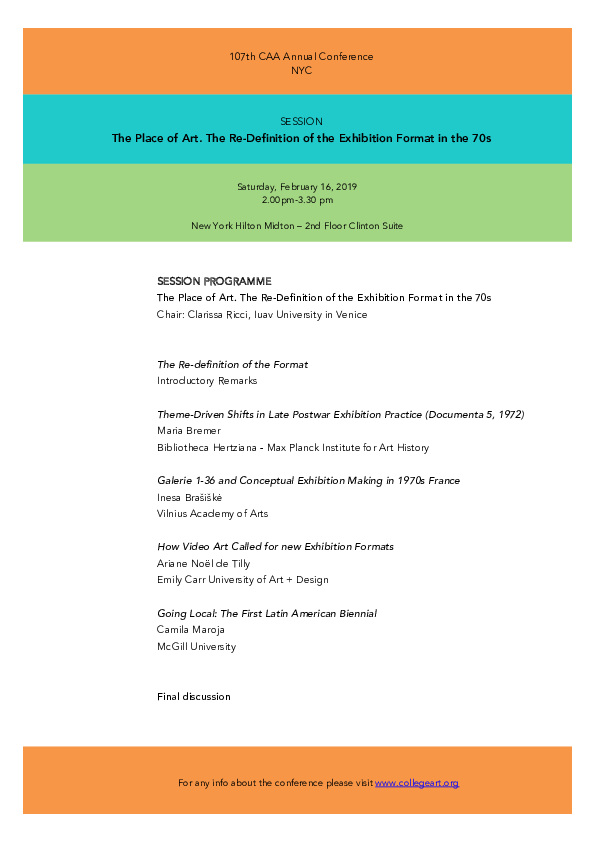 (PDF) The Place of Art. The Re-Definition of the Exhibition Format in ...
