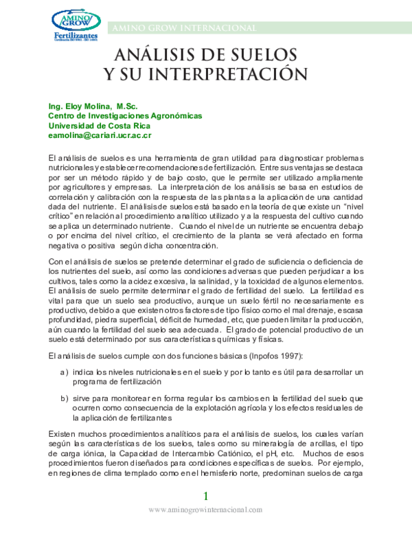 (PDF) ANÁLISIS DE SUELOS Y SU INTERPRETACIÓN