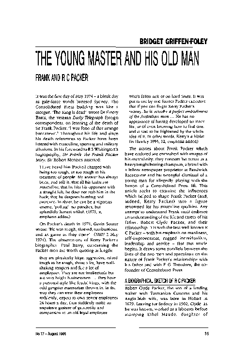 (PDF) The Young Master and his old man: Frank and R. C. Packer