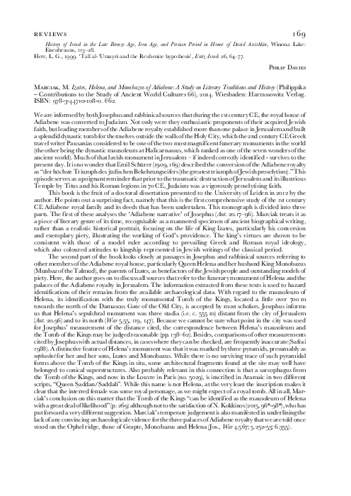 (PDF) Review: M. Marciak, 'Izates, Helena, and Monobazos of Adiabene: A ...