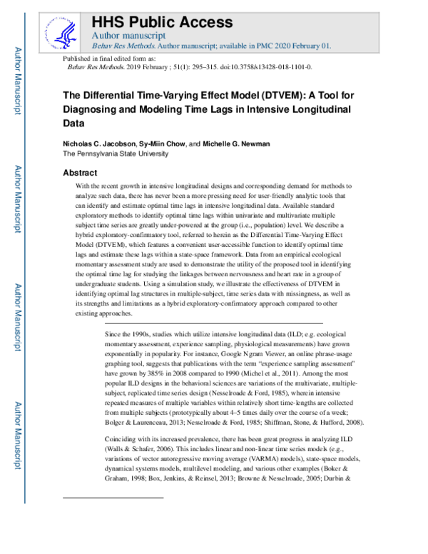 (PDF) The Differential Time-Varying Effect Model (DTVEM): A Tool for Diagnosing and Modeling ...