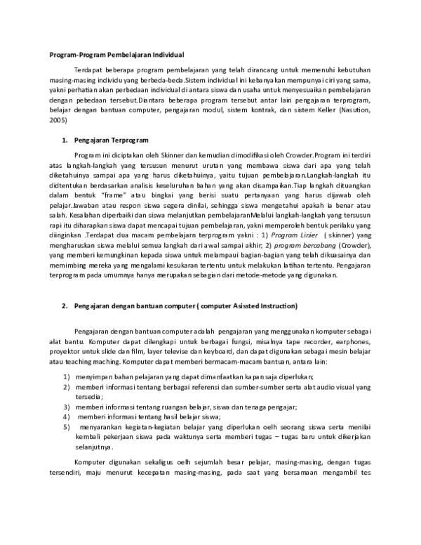 (DOC) Program-Program Pembelajaran Individual