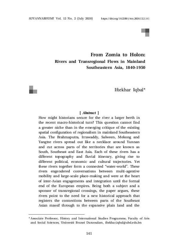 (PDF) From Zomia to Holon: Rivers and Transregional Flows in Mainland ...