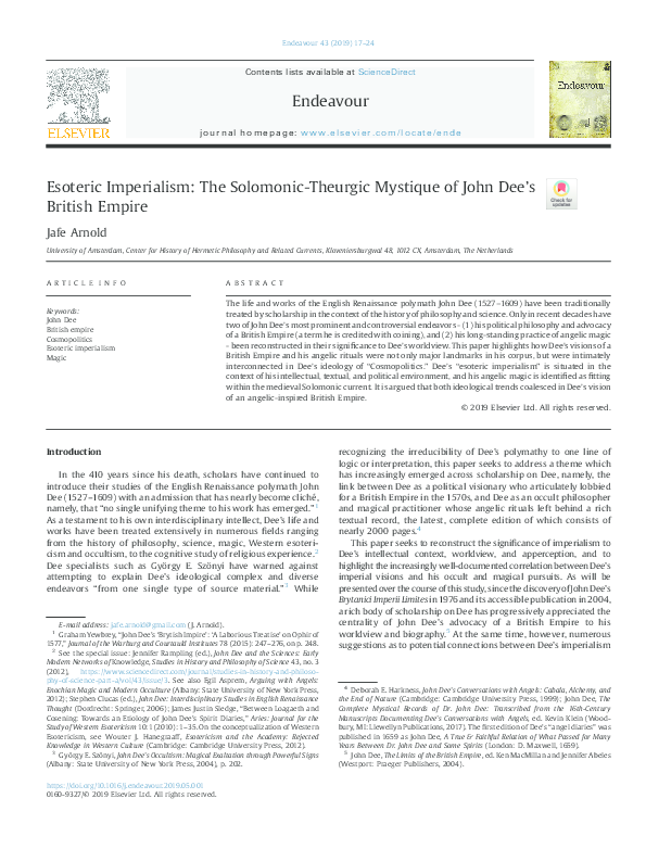 (PDF) Esoteric Imperialism: The Solomonic-Theurgic Mystique of John Dee ...