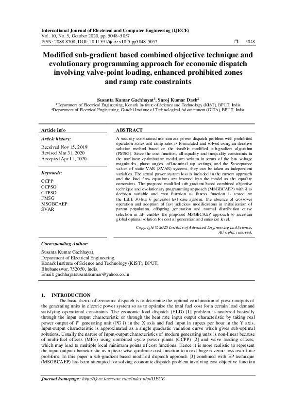 (PDF) Modified sub-gradient based combined objective technique and evolutionary programming ...