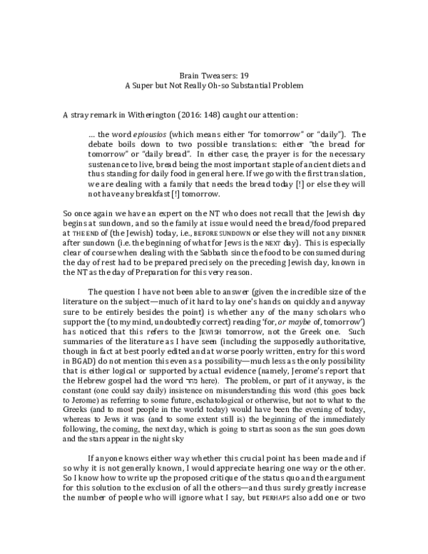 (PDF) Brain Tweasers: 19 A Super but Not Really Oh-so Substantial ...