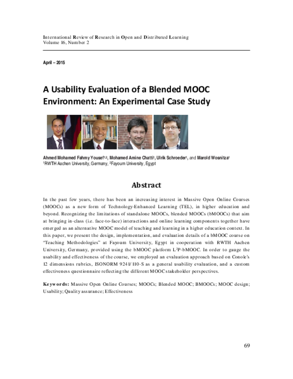 (PDF) A Usability Evaluation of a Blended MOOC Environment: An Experimental Case Study