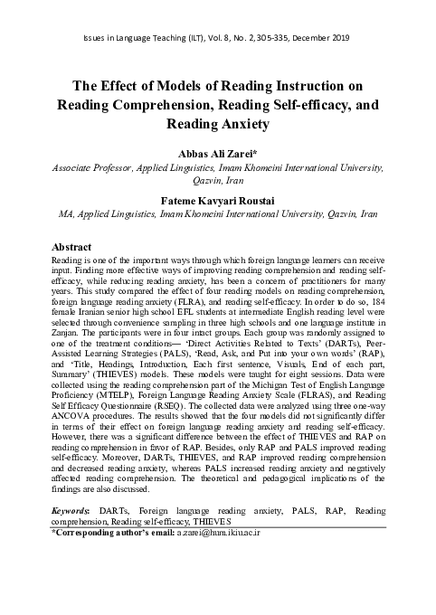 (PDF) The Effect of Models of Reading Instruction on Reading ...
