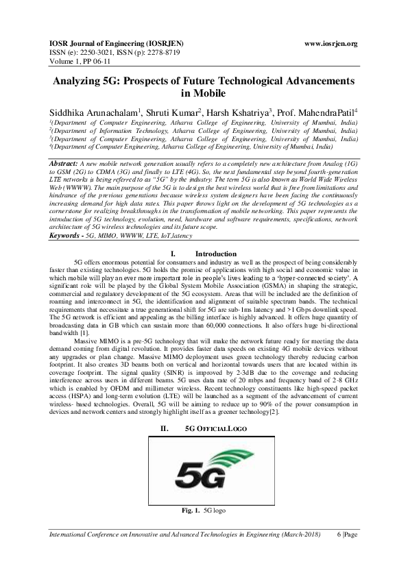 (PDF) Analyzing 5G: Prospects of Future Technological Advancements in ...