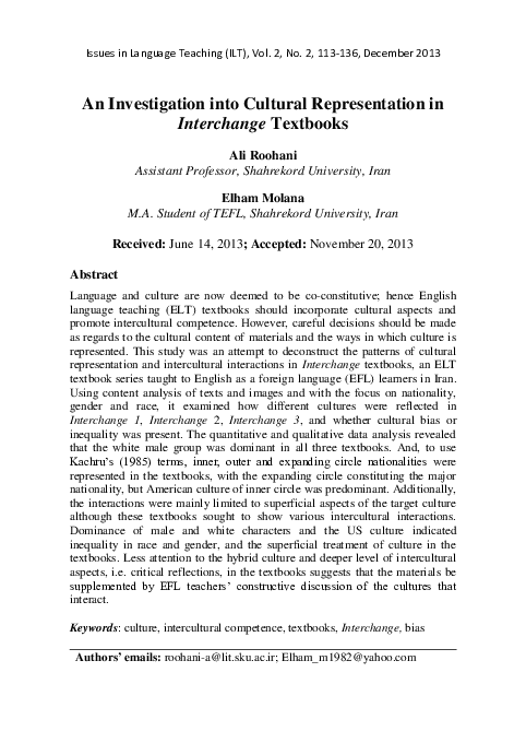 (PDF) An Investigation into Cultural Representation in Interchange ...