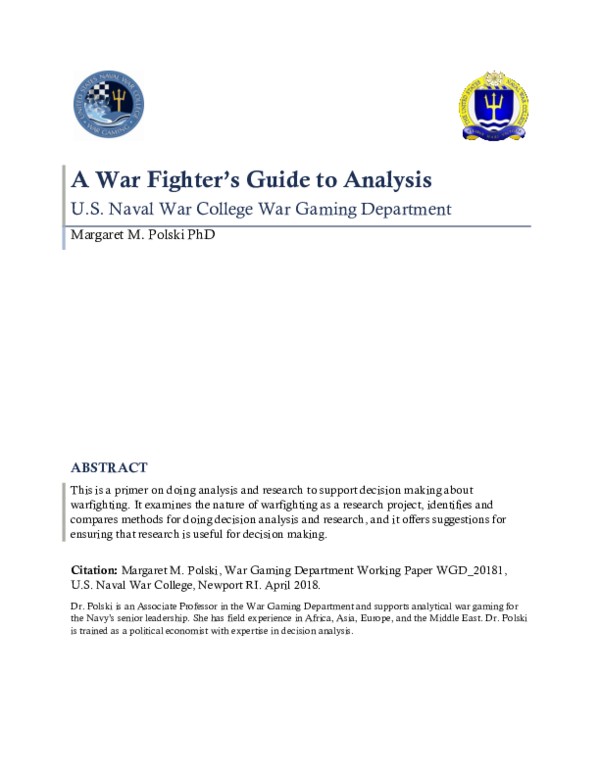 (PDF) A War Fighter's Guide to Analysis