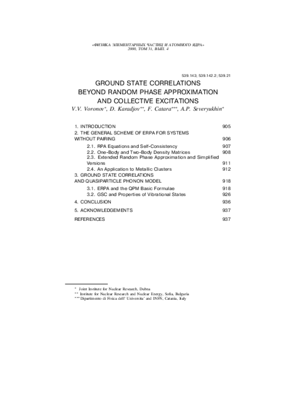 (PDF) Ground State Correlations Beyond Random Phase Approximation and Collective Excitations