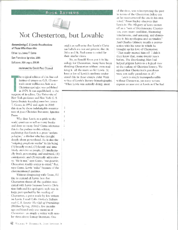 (PDF) Not Chesterton, but Lovable | David Deavel - Academia.edu