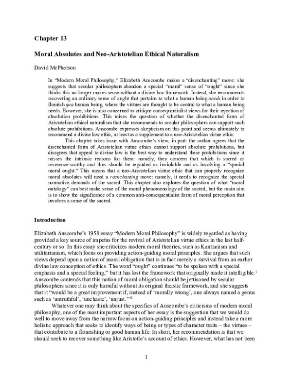 (PDF) Moral Absolutes and Neo-Aristotelian Ethical Naturalism (in The ...
