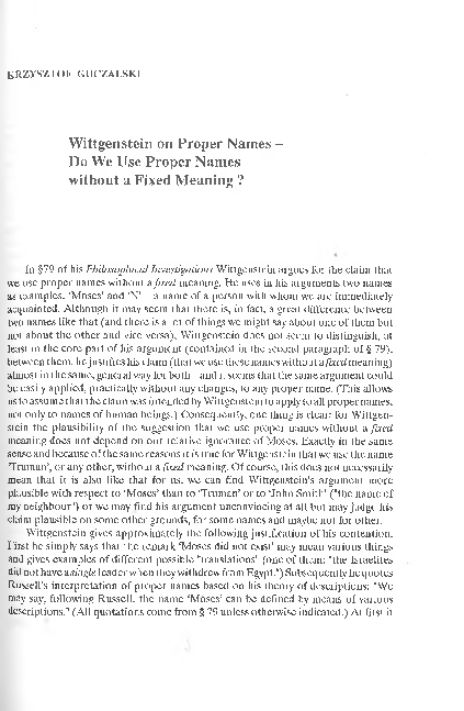 (PDF) Wittgenstein on Proper Names - Do We Use Proper Names without a ...