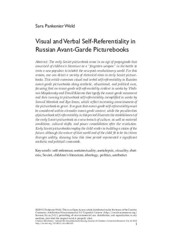 (PDF) Visual and Verbal Self-Referentiality in Russian Avant-Garde ...