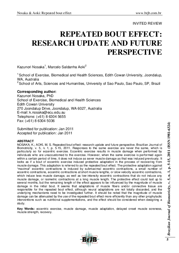 (PDF) Repeated Bout Effect: Research Update and Future Perspective