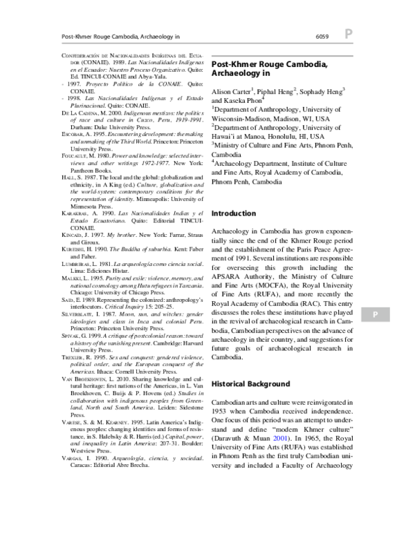 (PDF) Archaeology in Post-Khmer Rouge Cambodia