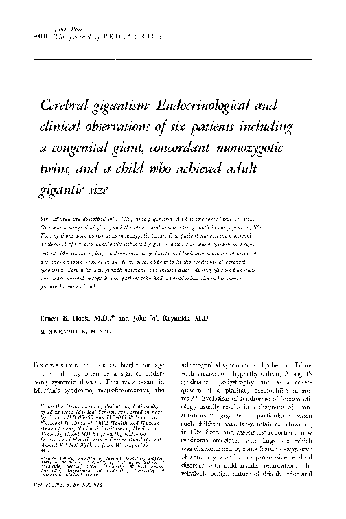 (PDF) Cerebral gigantism: Endocrinological and clinical observations of ...