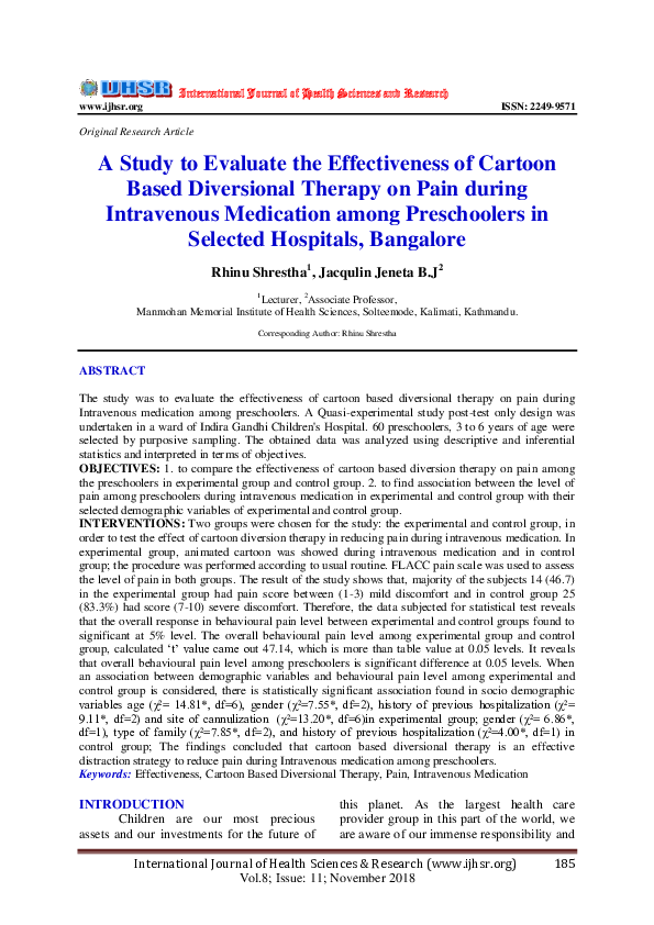 (PDF) A Study to Evaluate the Effectiveness of Cartoon Based ...