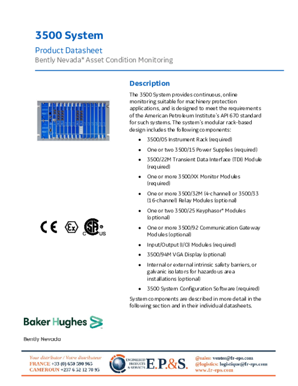 (PDF) 3500 System Product Datasheet Bently Nevada* Asset Condition ...