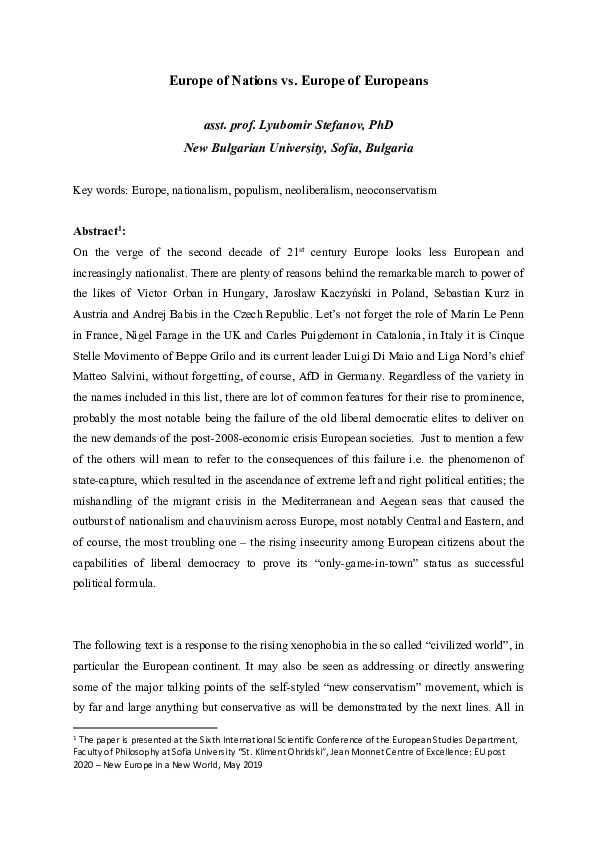 (PDF) Europe of Nations vs. Europe of Europeans