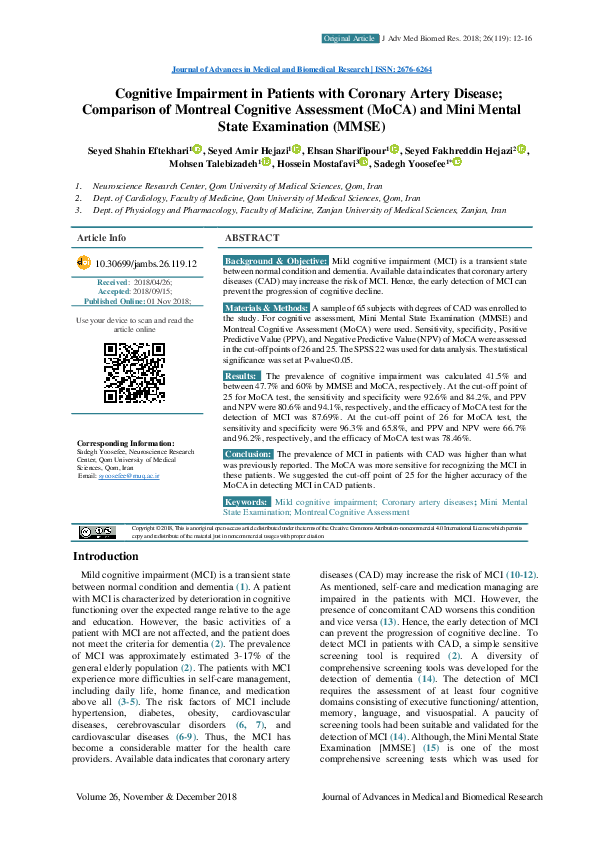 (PDF) Cognitive Impairment in Patients with Coronary Artery Disease ...