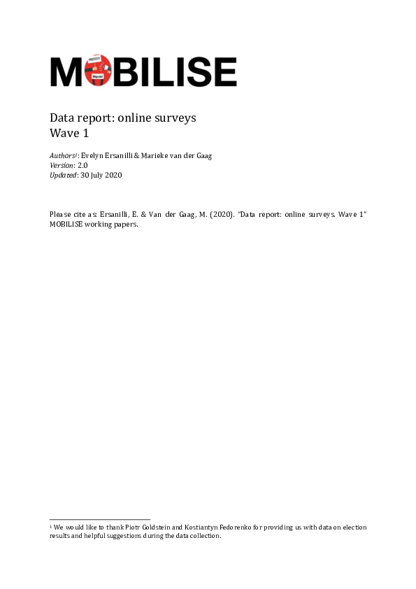 (PDF) Data report: online surveys Wave 1