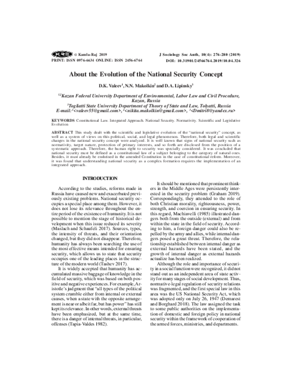 (PDF) About the Evolution of the National Security Concept