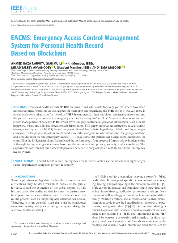 (PDF) EACMS: Emergency Access Control Management System for Personal Health Record Based on ...