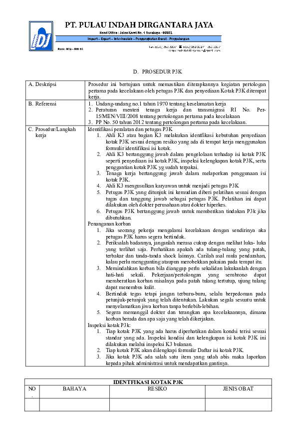 (DOC) Draft prosedur K3