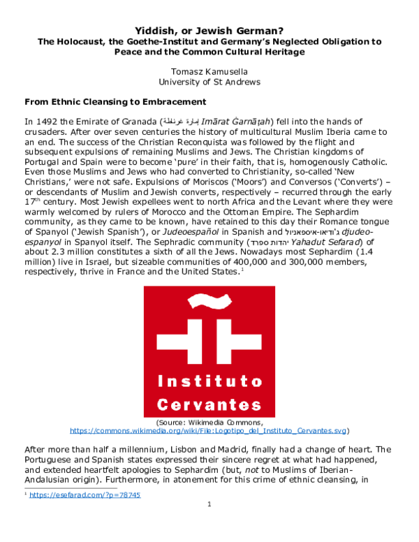 (DOC) Yiddish, or Jewish German? The Holocaust, the Goethe-Institut and ...