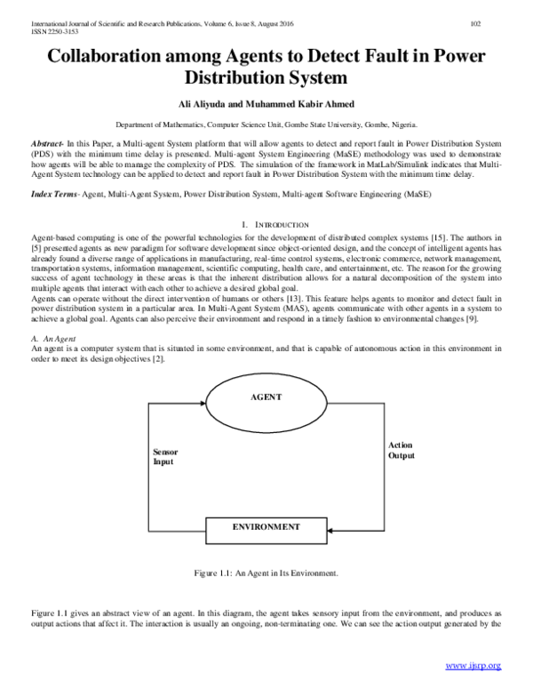 (PDF) Collaboration among Agents to Detect Fault in Power Distribution System