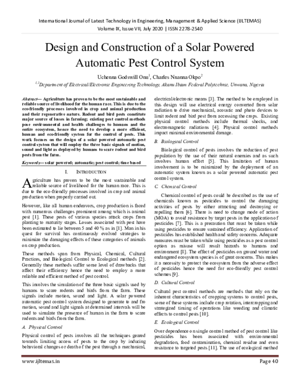 (PDF) Design and Construction of a Solar Powered Automatic Pest Control ...