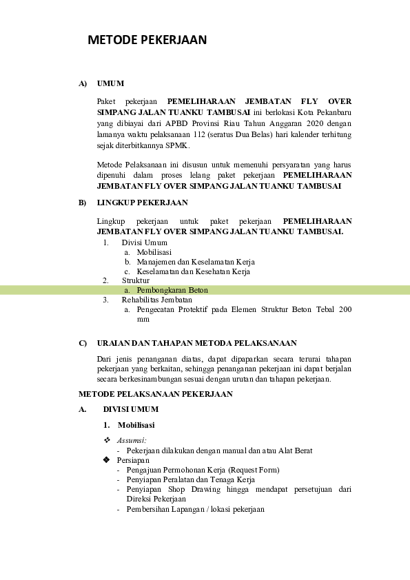 (DOC) METODE PEKERJAAN