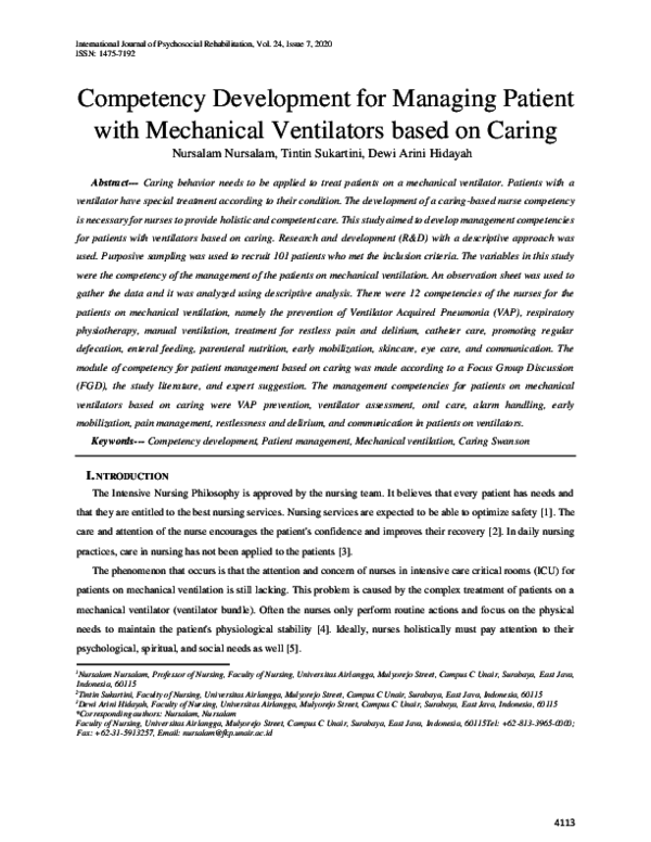 (PDF) Competency Development for Managing Patient with Mechanical ...