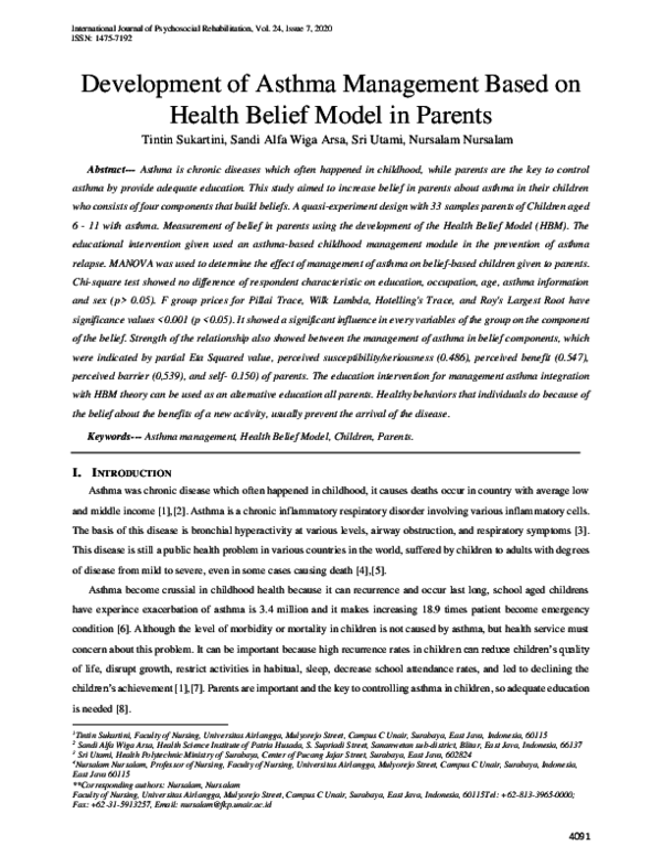 (PDF) Development of Asthma Management Based on Health Belief Model in ...