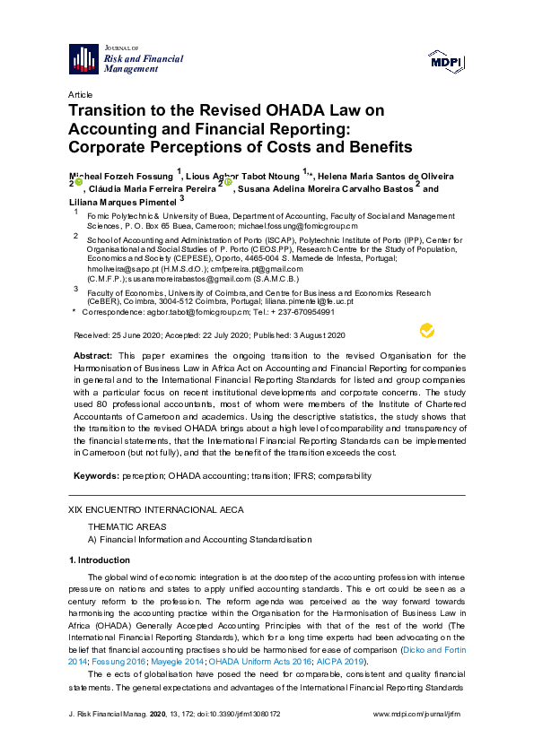 (PDF) Transition to the Revised OHADA Law on Accounting and Financial ...