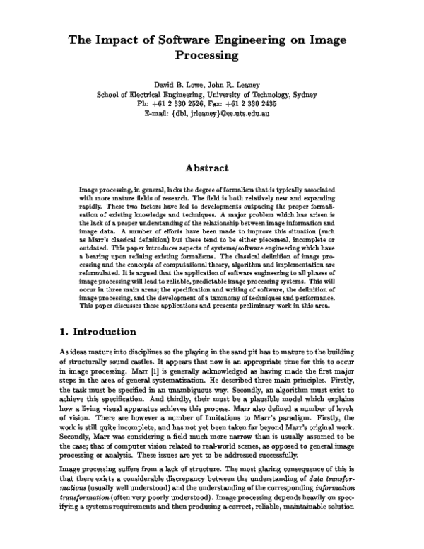 (PDF) The Impact of Software Engineering on Image Processing