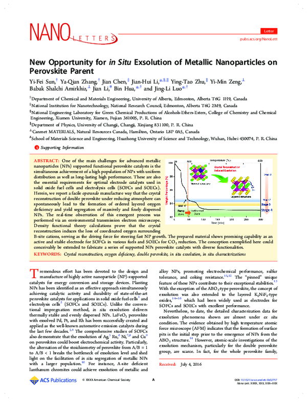(PDF) New Opportunity for in Situ Exsolution of Metallic Nanoparticles ...