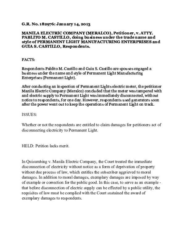 (DOC) MERALCO CABRERA CASE DIGEST