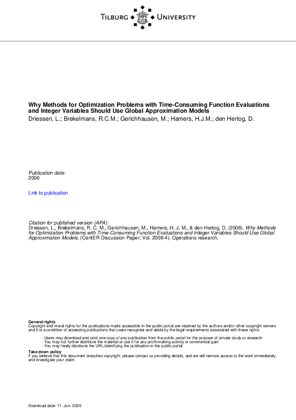(PDF) Why Methods for Optimization Problems with Time-Consuming Function Evaluations and Integer ...