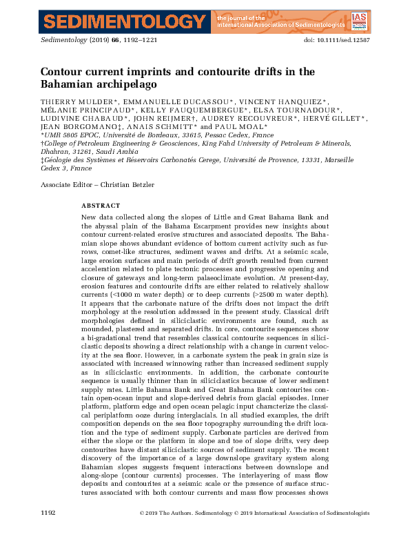 (PDF) Contour current imprints and contourite drifts in the Bahamian ...
