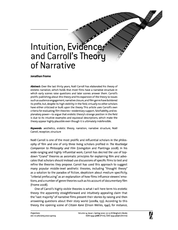 (PDF) Intuition, Evidence, and Carroll's Theory of Narrative