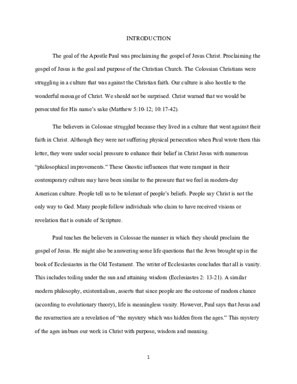 (DOC) Exegetical Paper Colossians