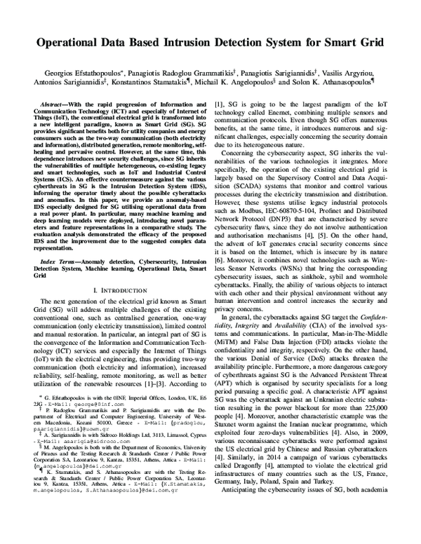 Pdf Operational Data Based Intrusion Detection System For Smart Grid