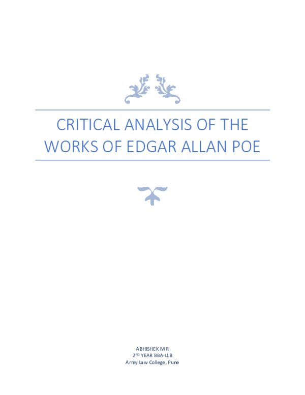 (PDF) CRITICAL ANALYSIS OF THE WORKS OF EDGAR ALLAN POE