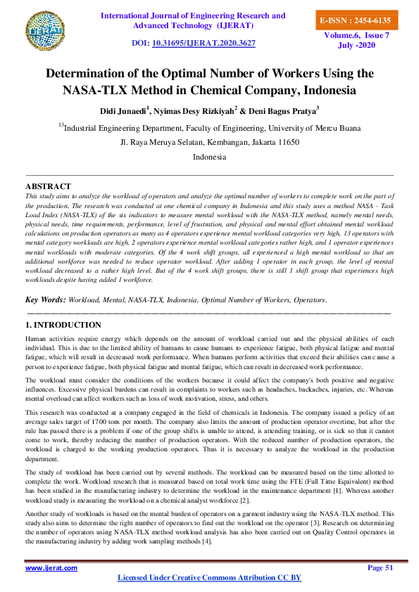 (PDF) Determination of the Optimal Number of Workers Using the NASA-TLX ...