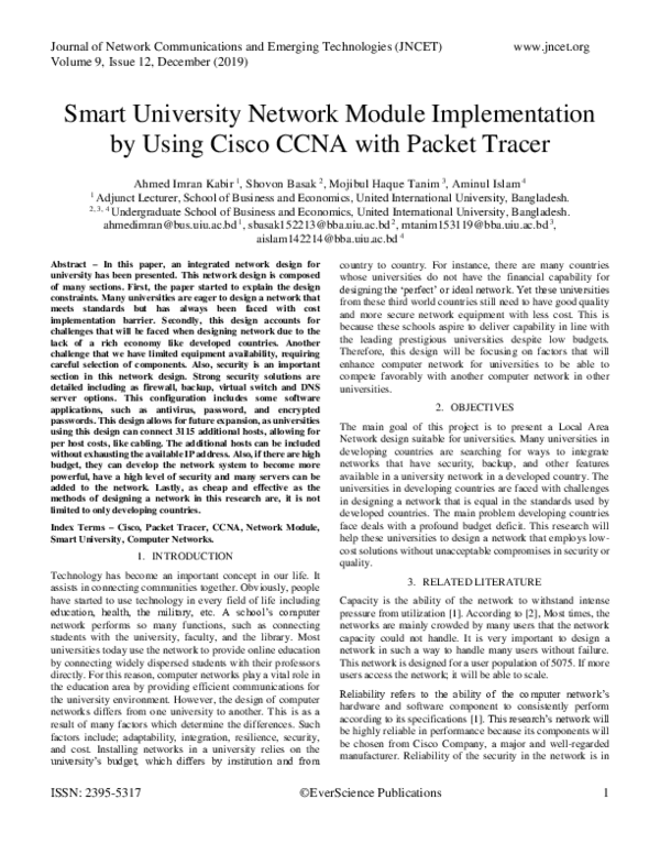 Pdf Smart University Network Module Implementation By Using Cisco
