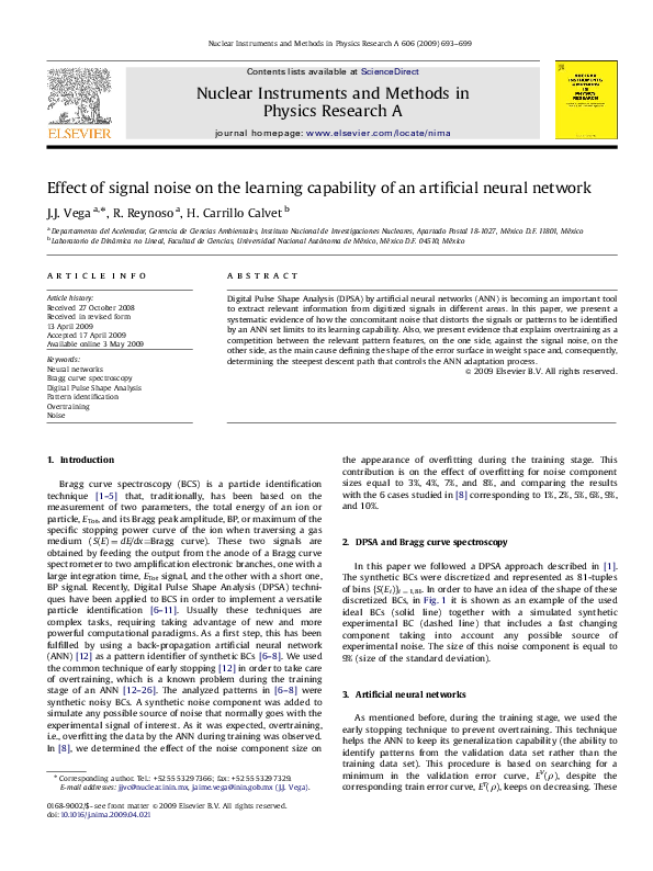 (PDF) Effect of signal noise on the learning capability of an artificial neural network